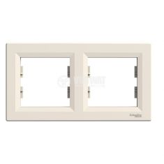 Horizontal frame Schneider Asfora 2-gang beige color - VIKIWAT