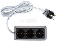 Power socket 3-way 3m cable black TODI - VIKIWAT