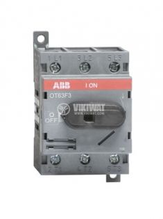 Disconnecting switch three-pole 63A 600V 1.4kA max DIN rail OT63F3
