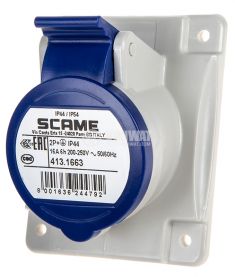 Industrial socket 16A 230V 2P+E SCAME 413.1663 - VIKIWAT