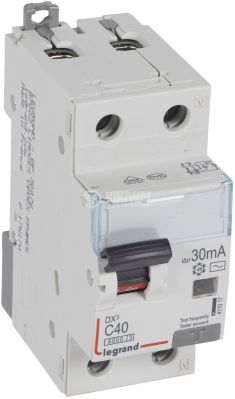 Residual current circuit breaker 1P+N 40A 30mA DX3 LEGRAND 411017
