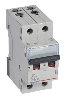 Miniature circuit breaker two-pole 32A C curve 400V DIN rail 403531