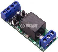 Push-button relay switching on/off 12V NO+NC 240VAC/7A