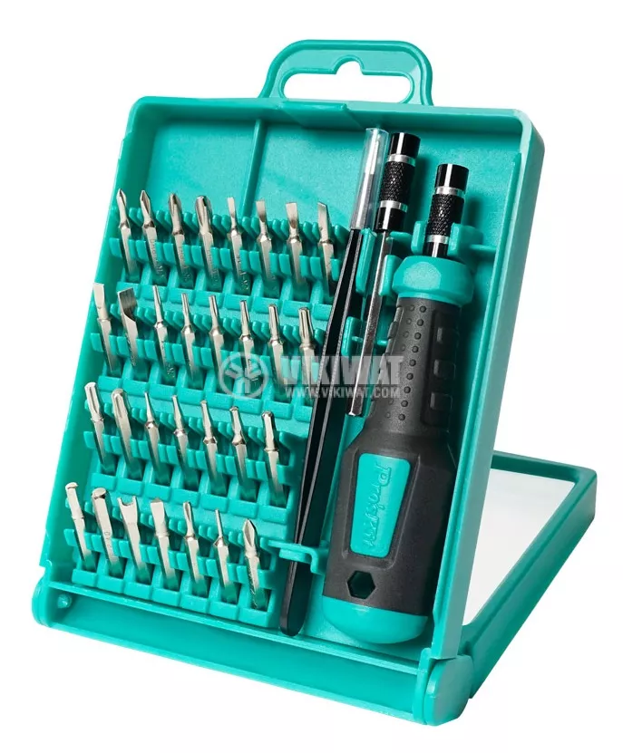 Screwdriver with 33 interchangeable tips, PRO'S KIT - VIKIWAT