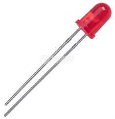 LED diode red 5mm 600~800mcd 20mA 40° convex THT - VIKIWAT