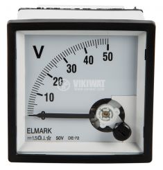 Analog voltmeter SD72 0-50 V DC 72x72mm - VIKIWAT