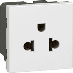 Single power socket 16A white for built-in bipolar EU/USA 77502
