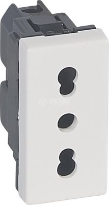Single power socket 16A 250V white for built-in italian standard 77511