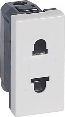 Single power socket 16A white for built-in bipolar EU/USA 77501