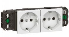 Double power socket 16A 250V white for built-in schuko - VIKIWAT
