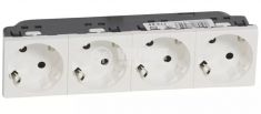 Quadruple power socket 16A 240VAC white for built-in schuko - VIKIWAT