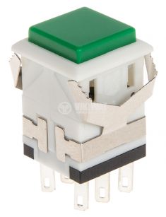 Button switch, button, OFF-(ON), 3A/250V DPDT square
