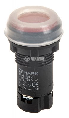 Button NC red 6A/230VAC ф22mm IP44 EL- EA42 ELMARK - ВИКИВАТ