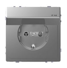 Single IP44 socket outlet inox built-in Merten MTN2314-6036 - VIKIWAT