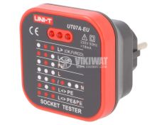 Mains socket tester, 3 LED, 50~60Hz, 230VAC, UT07A-EU - VIKIWAT