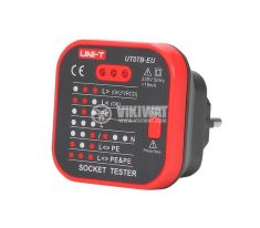 Mains socket tester, 3 LED, 50~60Hz, 230VAC, UT07B-EU - VIKIWAT
