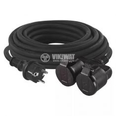 Power extension lead dual Emos P0704 IP44 black 25m - VIKIWAT