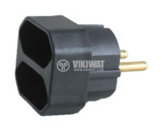 2-way Power plug 1x earthed to 2x two pole sockets 16A black TODI