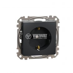 Single socket outlet 16A anthracite for built-in schuko Sedna SDD114022