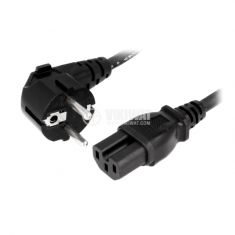 Power cable 3x1mm2 3m Shuko L-shaped IEC C15 straight black - VIKIWAT
