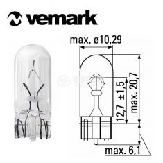 Miniature Filament Car Lamp W5W 24 V 5 W W2,1x9,5d