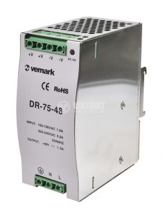 Switching power supply for DIN rail 48VDC 1.6A 75W