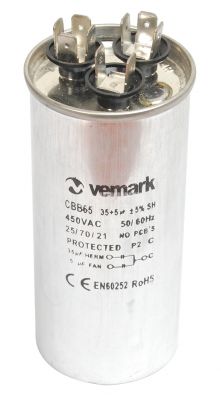 Motor Run Capacitor CBB65 450VAC 5uF 35uF 70°C terminals 6.3x0.8mm metal
