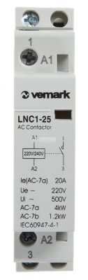 Contactor single-phase coil 220VAC SPST - NO 20A LNC1-20