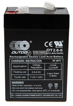 Lead-acid Rechargeable Battery OUTDO 6 V 2.8 Ah OT2.8-6