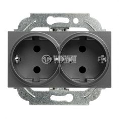 PANASONIC | 2-gang socket (2x2P+Е) dark grey | WKTТ0205-2DG