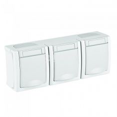 3x 2P+E Outdoor power outlet (IP54) white | PANASONIC